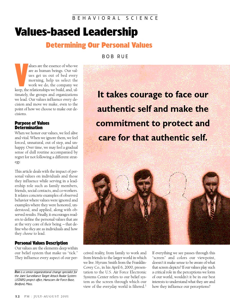 Values in Leadership | PDF | Value (Ethics) | Leadership