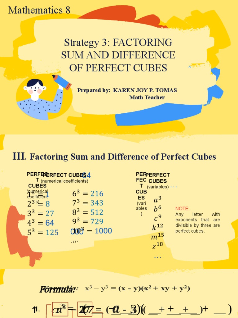 Math8. Factoring Sum and Difference of Two Cubes | PDF | Arithmetic ...