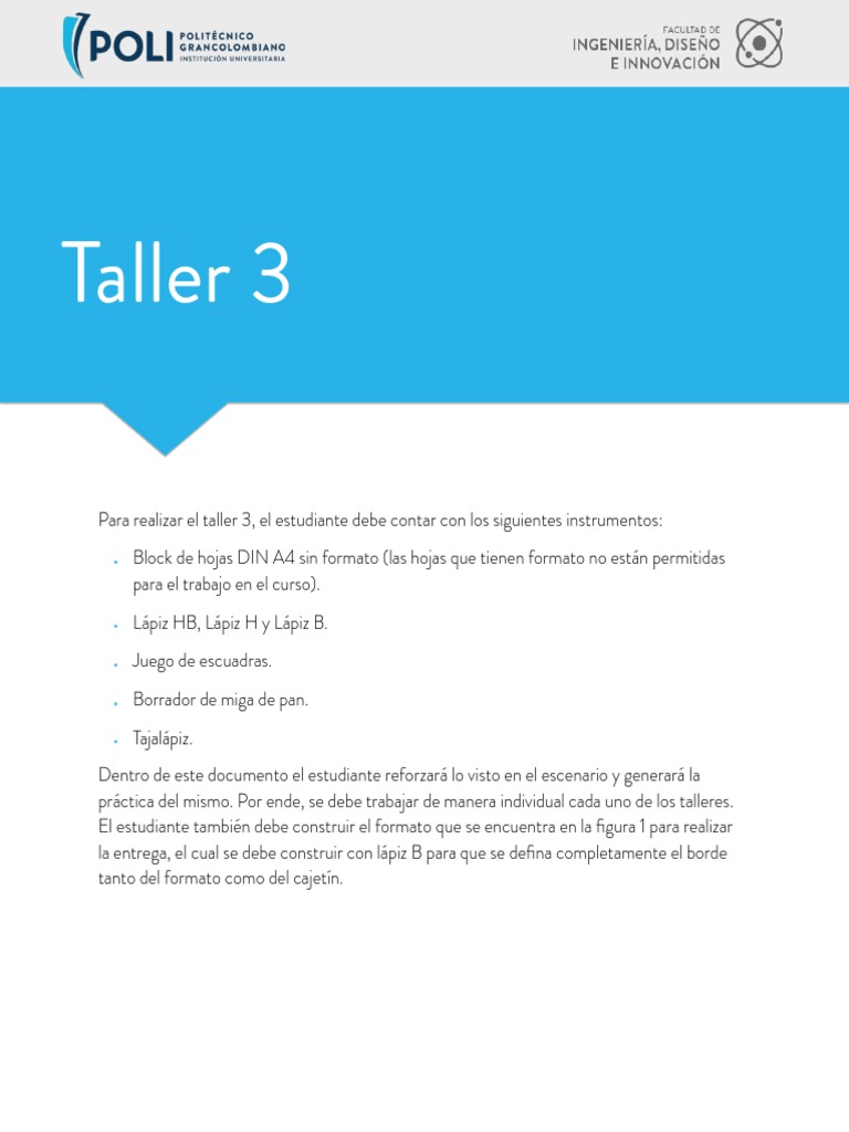 Taller 3 Dibujo Tenico para Desarrollar PDF | PDF | Lápiz