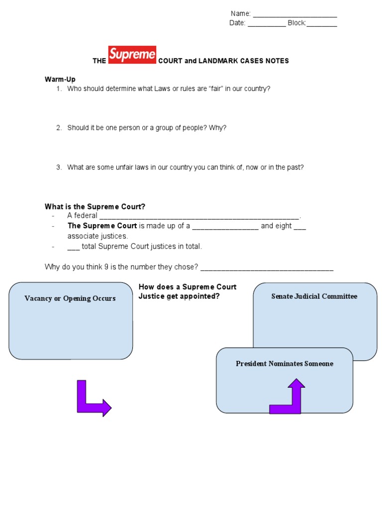 Supreme Court Guided Notes Pop Cycle | PDF | Supreme Court Of The ...