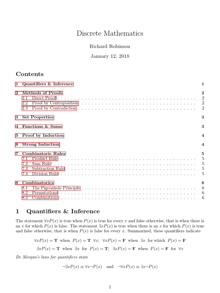 An Introduction to Discrete Mathematics Concepts and Proofs | PDF ...