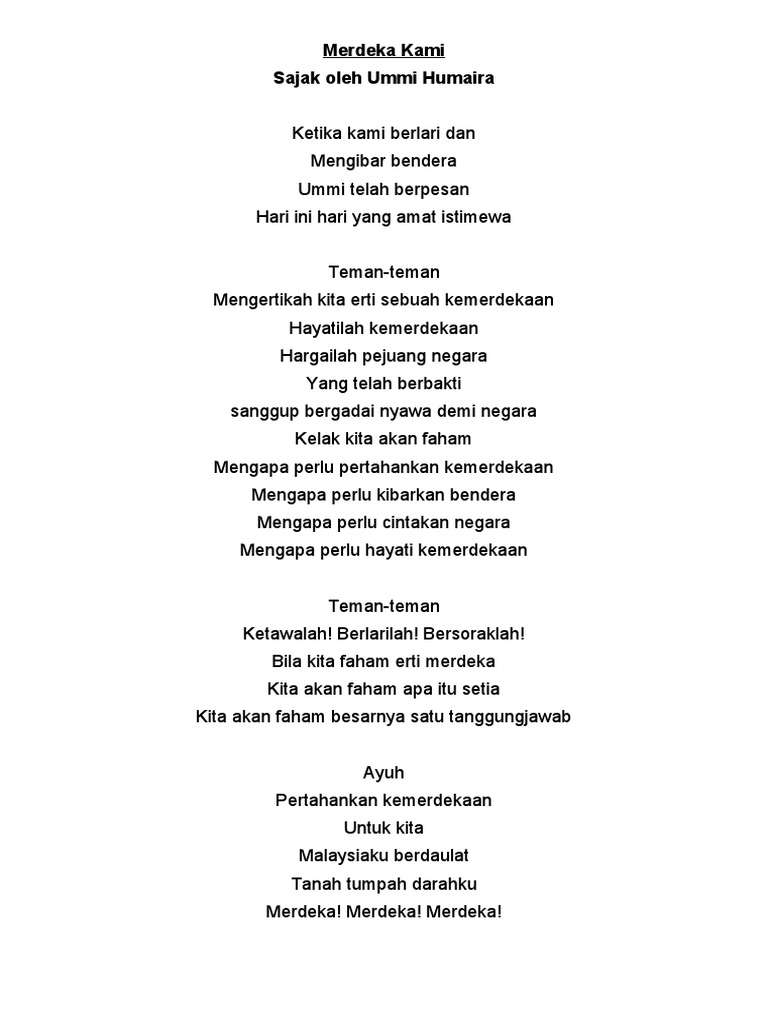 Sajak Merdeka Kami | PDF | Puisi | Gaya Hidup