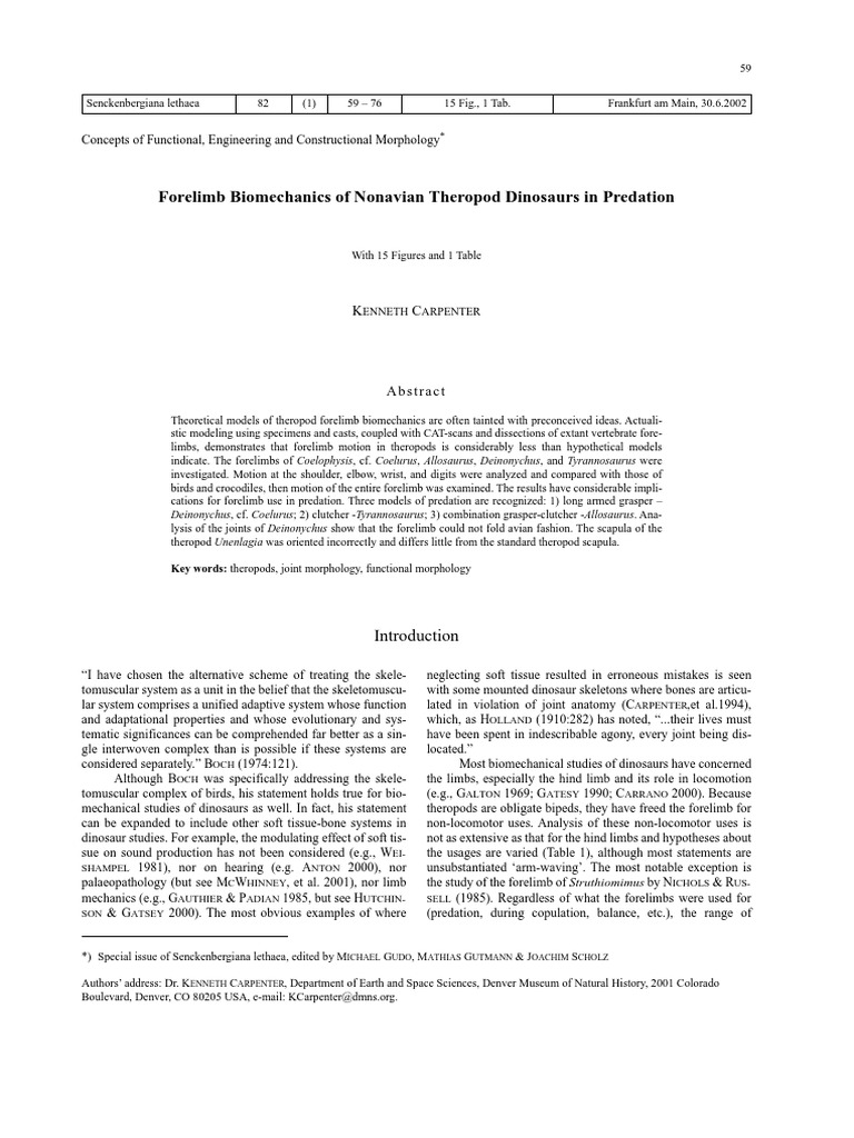 Forelimb - Biomechanics - Nonavian - Theropod PDF | PDF | Hand ...