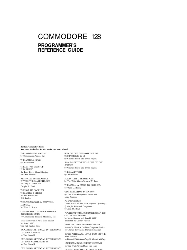 Commodore 128 Programmers Guide | PDF | Variable (Mathematics) | Areas Of Computer Science