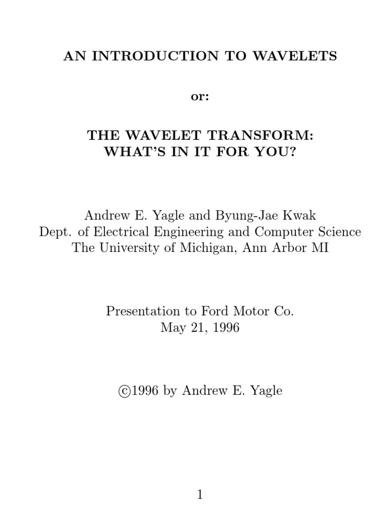 °1996 by Andrew E. Yagle | PDF | Wavelet | Functions And Mappings
