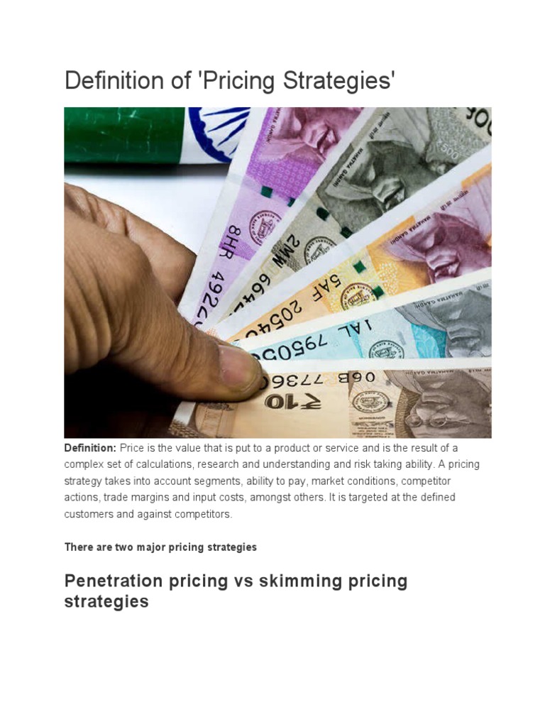 Definition of 'Pricing Strategies' | PDF | Pricing | Profit (Economics)