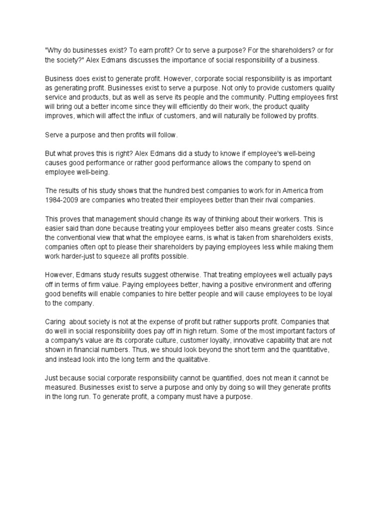 Alex Edmans Lecture | PDF | Employment | Corporate Social Responsibility