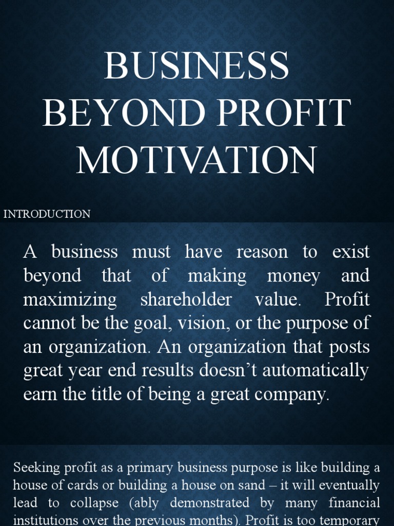 Business Beyond Profit Motivation | PDF