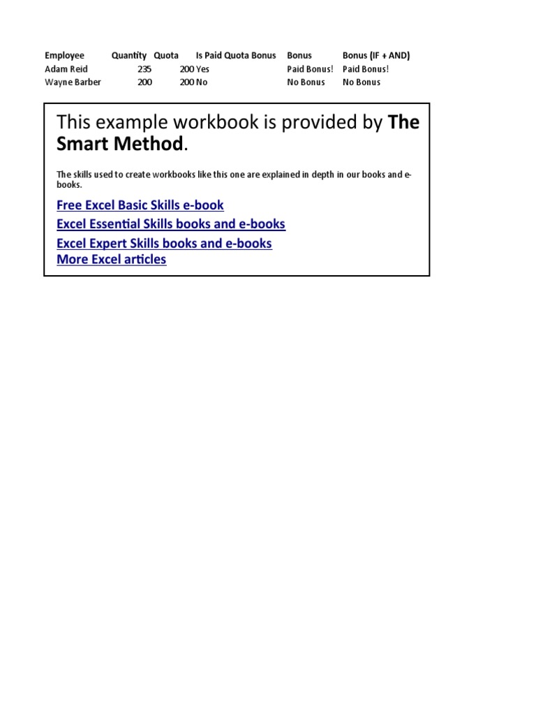 This Example Workbook Is Provided by The: Smart Method | PDF