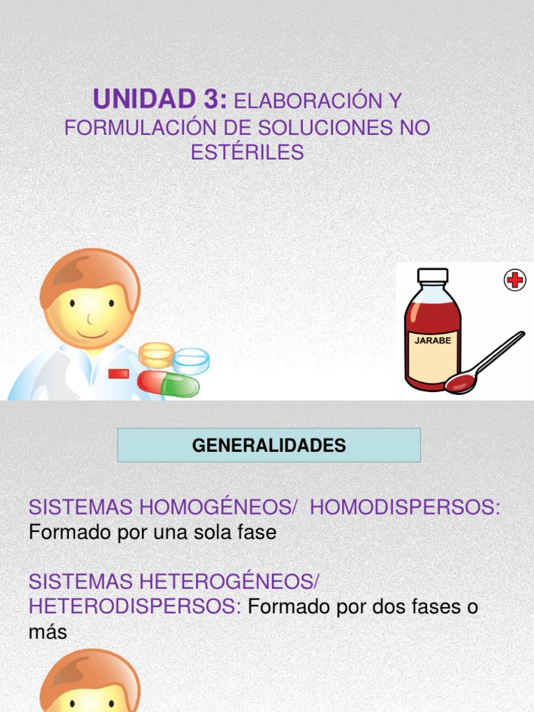 Unidad 3. Elaboración y Formulación de Soluciones No Estériles PDF | PDF | Solubilidad | Glicerol