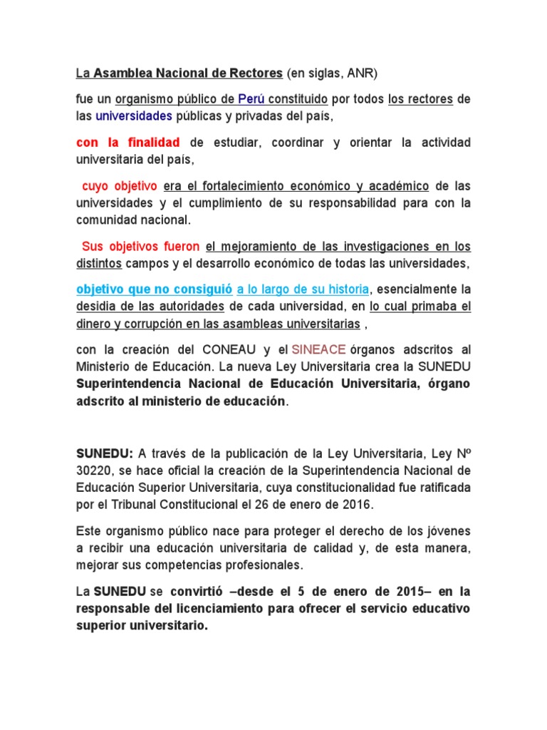 Creación de SUNEDU y Ley 30220 | PDF | Universidad | Institución