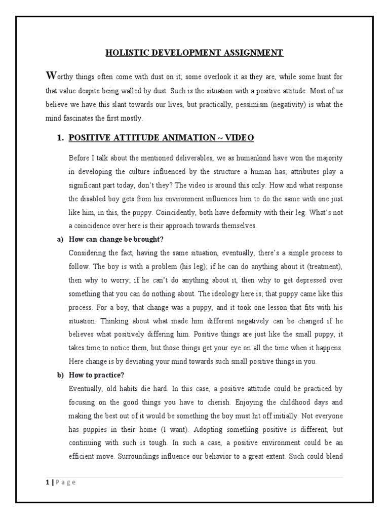 Holistic Development Assignment | PDF | Faith | Behavioural Sciences