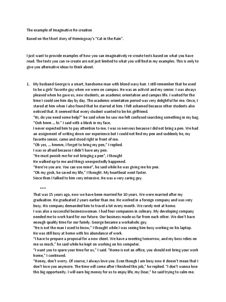 Imaginative Text Re-Creation Examples | PDF | Self-Improvement | Wellness