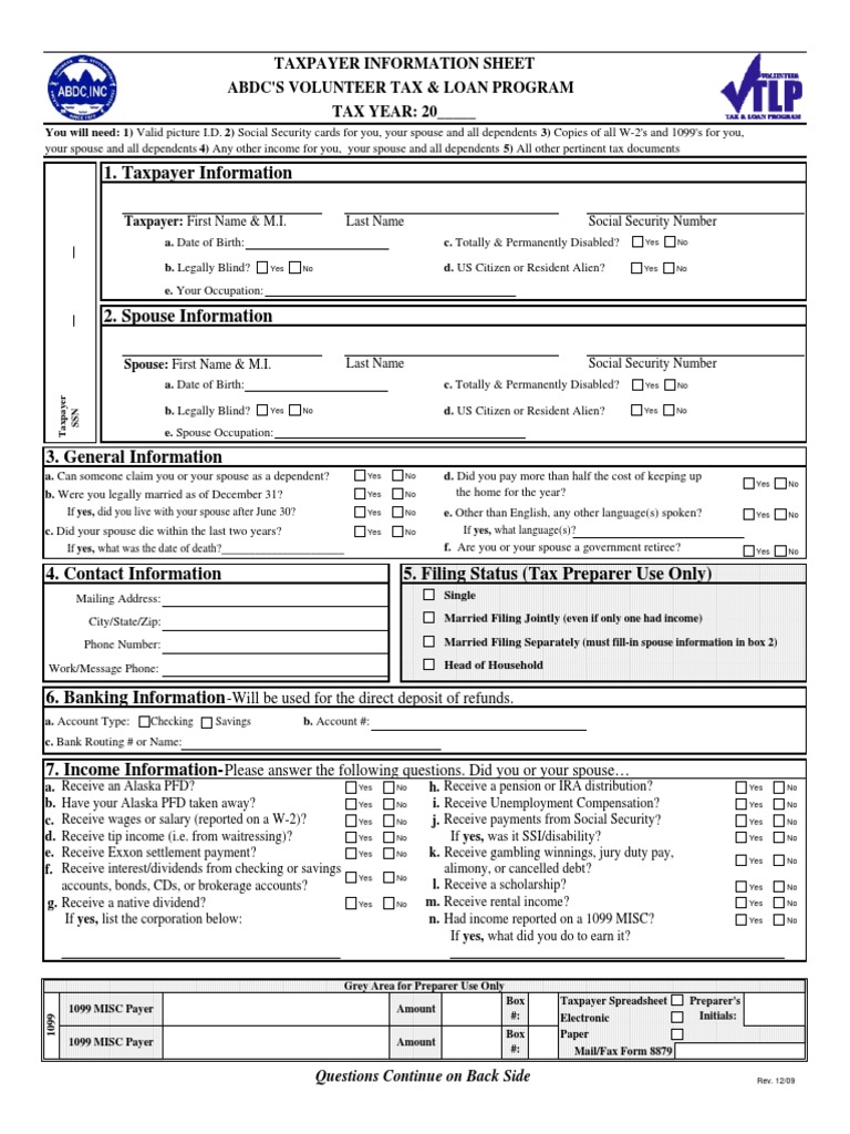 Taxpayer Information Form Guide | PDF | Social Security (United States ...