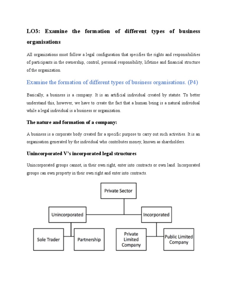 LO3: Examine The Formation of Different Types of Business Organisations ...