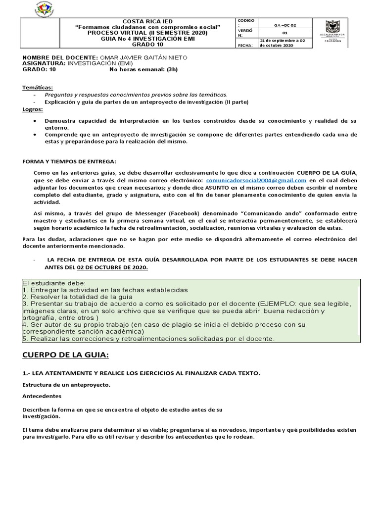 GUIA 4 INVESTIGACION DÉCIMO EMI (5) .Docx Tarea Nicol | PDF | Energía renovable | Teoría