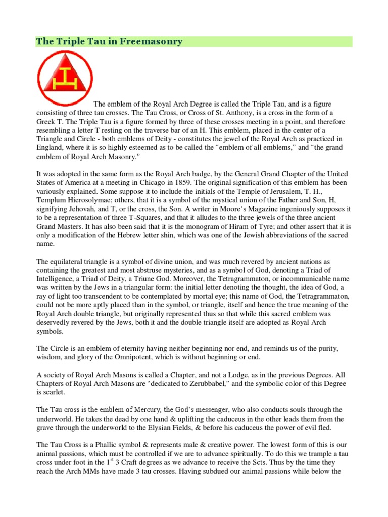 The Triple Tau in Freemasonry | PDF | Freemasonry | God