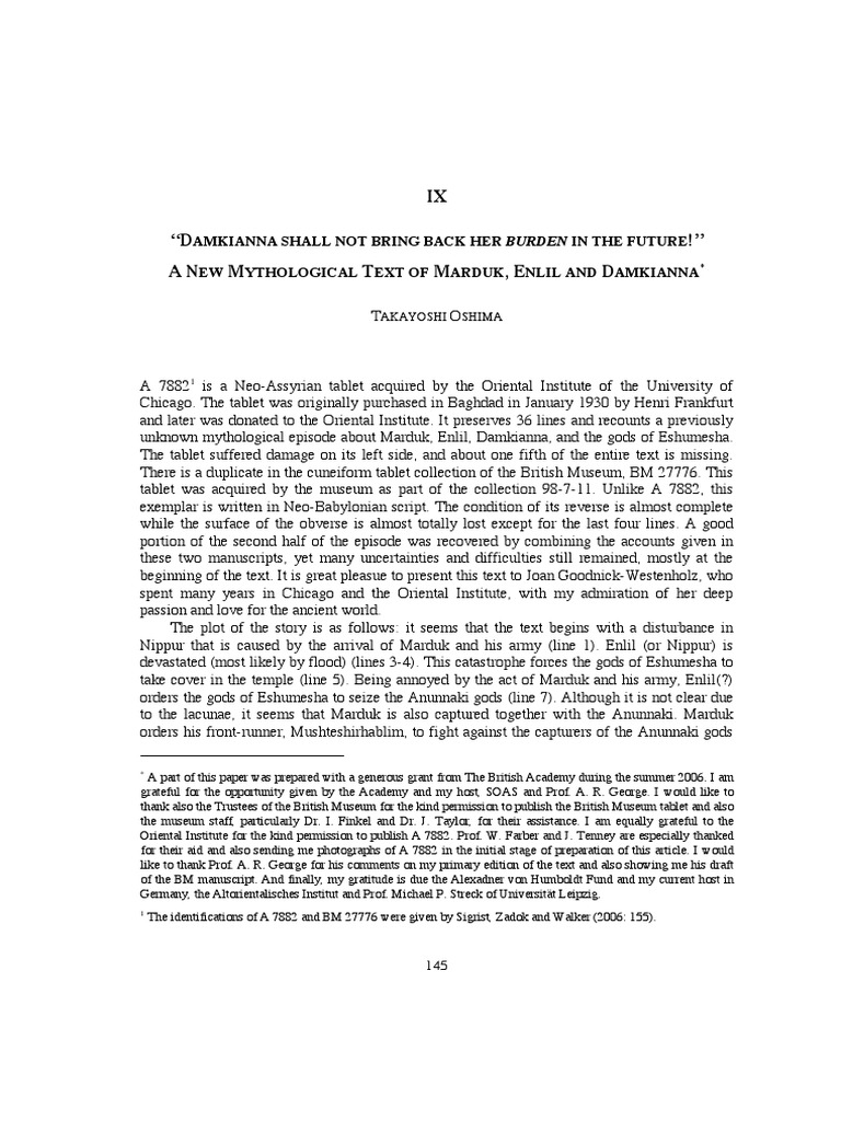 Damkina Shall Not Bring Back Her Burden | PDF | Ancient Semitic ...