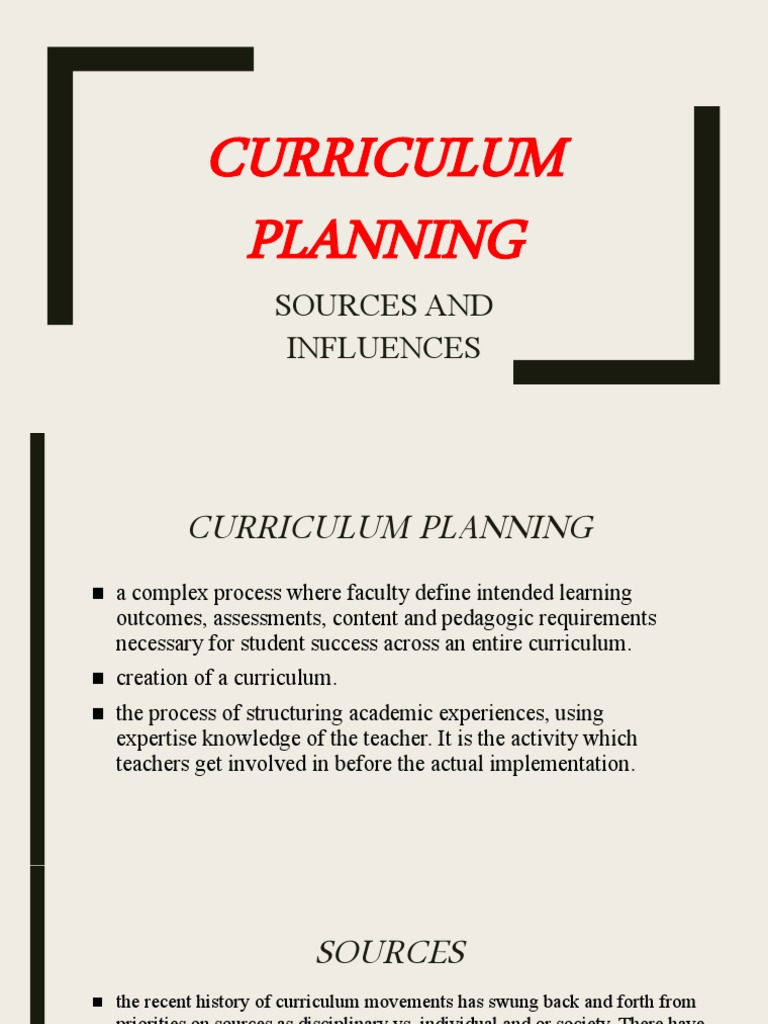 Curriculum Planning Sources and Influences | Download Free PDF ...
