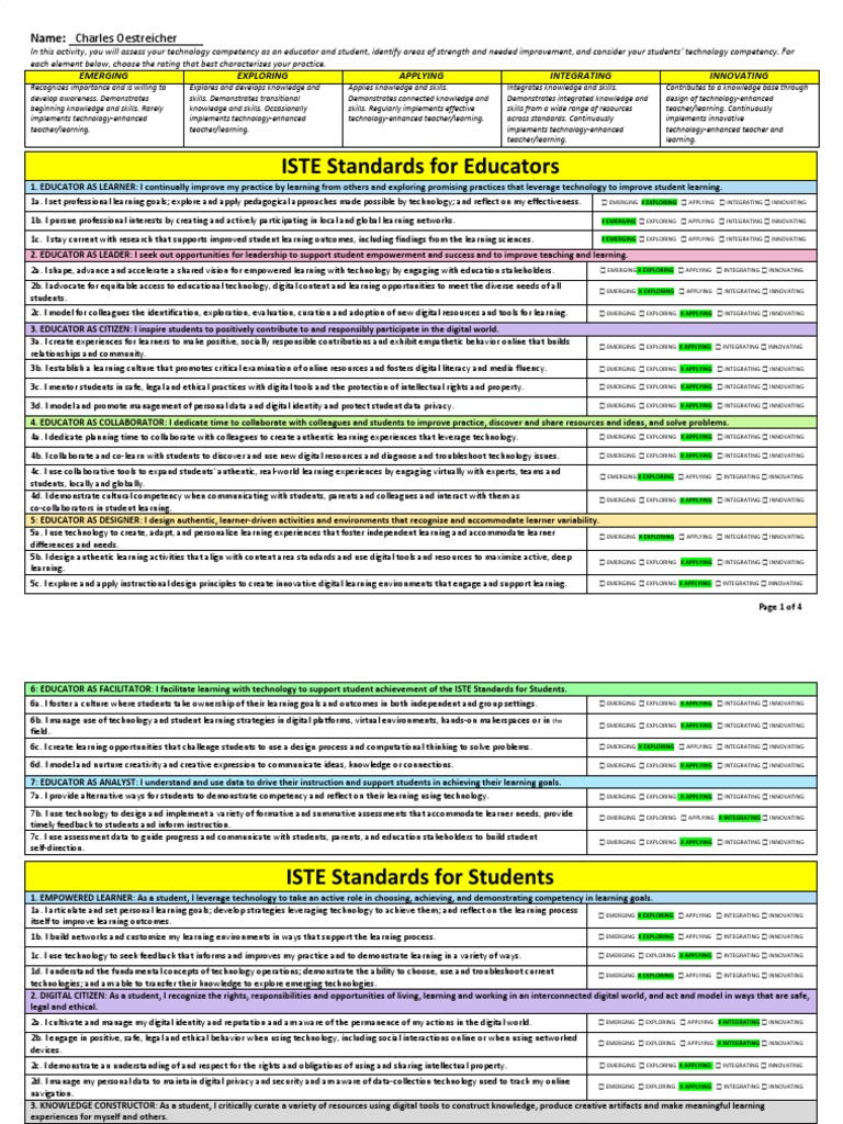 ISTE STDS Self Assessment | PDF | Learning | Educational Assessment