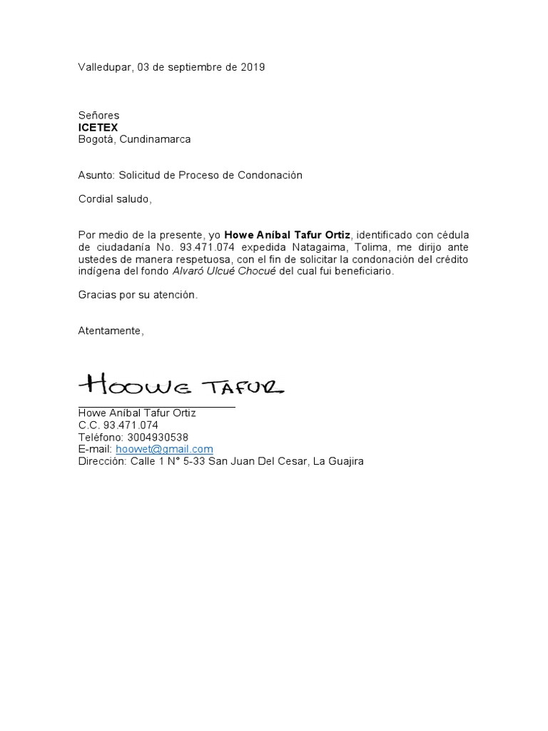 Carta de Condonación Icetex | PDF