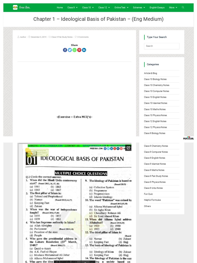 WWW - Freeilm - Com - 9th Class Pak Studies Chapter 1 Eng Medium - PDF ...