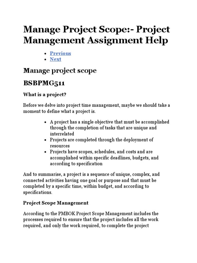 Manage Project Scope | PDF | Project Management | Goal