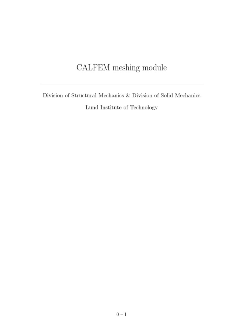 CALFEM Mesh Module Manual | PDF | Matrix (Mathematics) | Function (Mathematics)