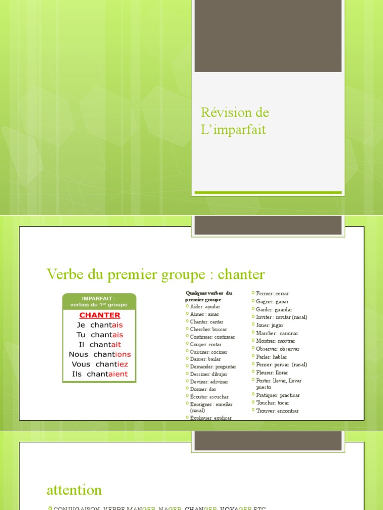 Révision de L'imparfait | PDF