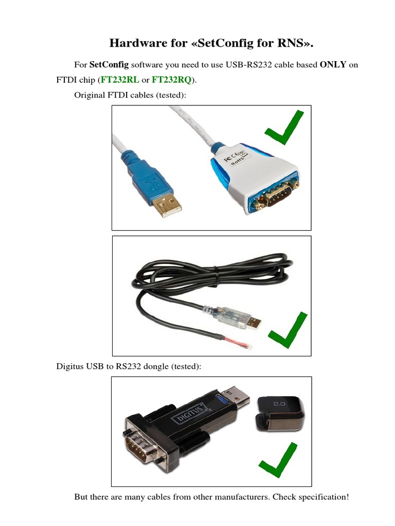 Hardware Requirements and Connection Instructions for Setting Up the SetConfig Software for RNS ...