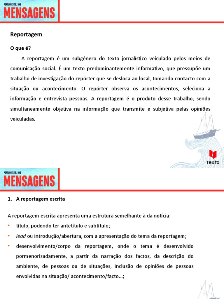 Estrutura e Características da Reportagem | PDF | Jornalismo | Mídia de ...
