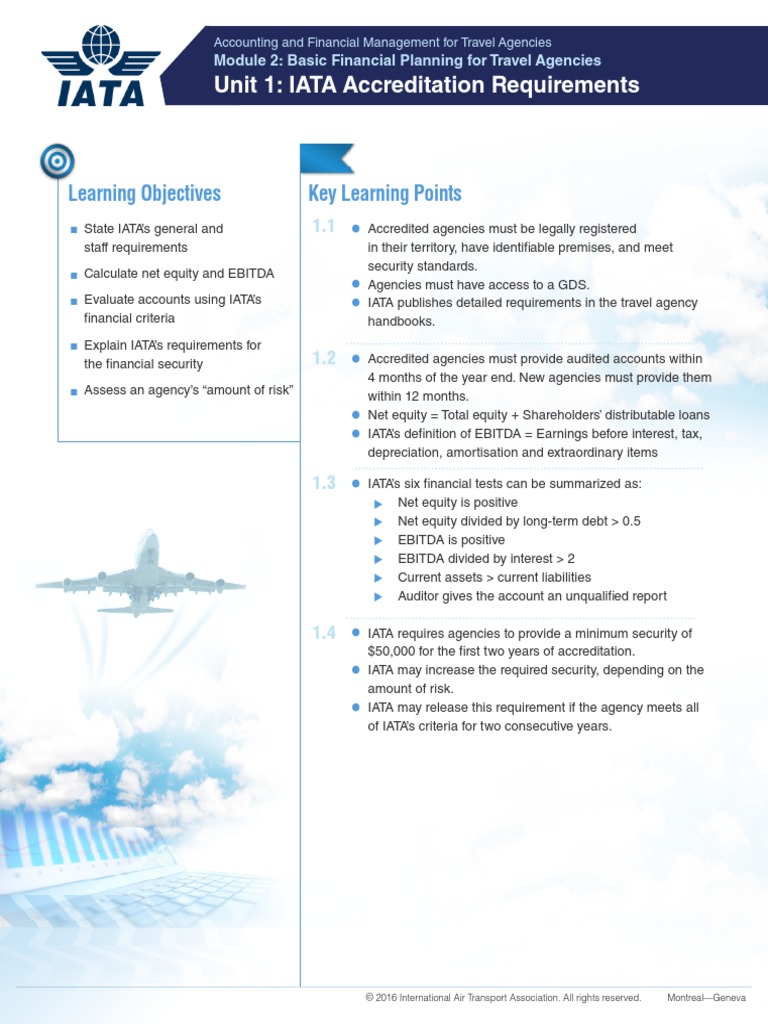 Unit 1: IATA Accreditation Requirements: Learning Objectives Key ...