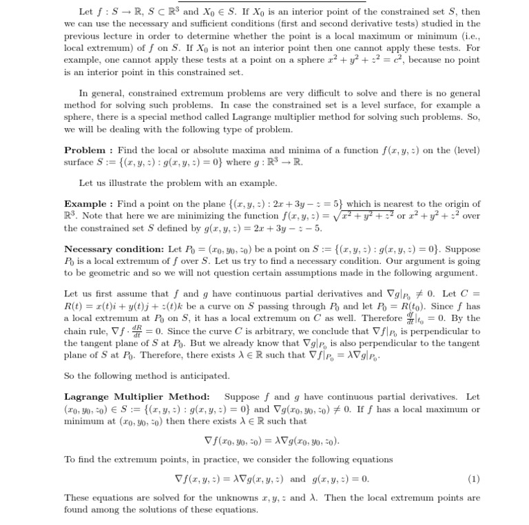 Lagrange Multiplier | PDF | Maxima And Minima | Theoretical Physics