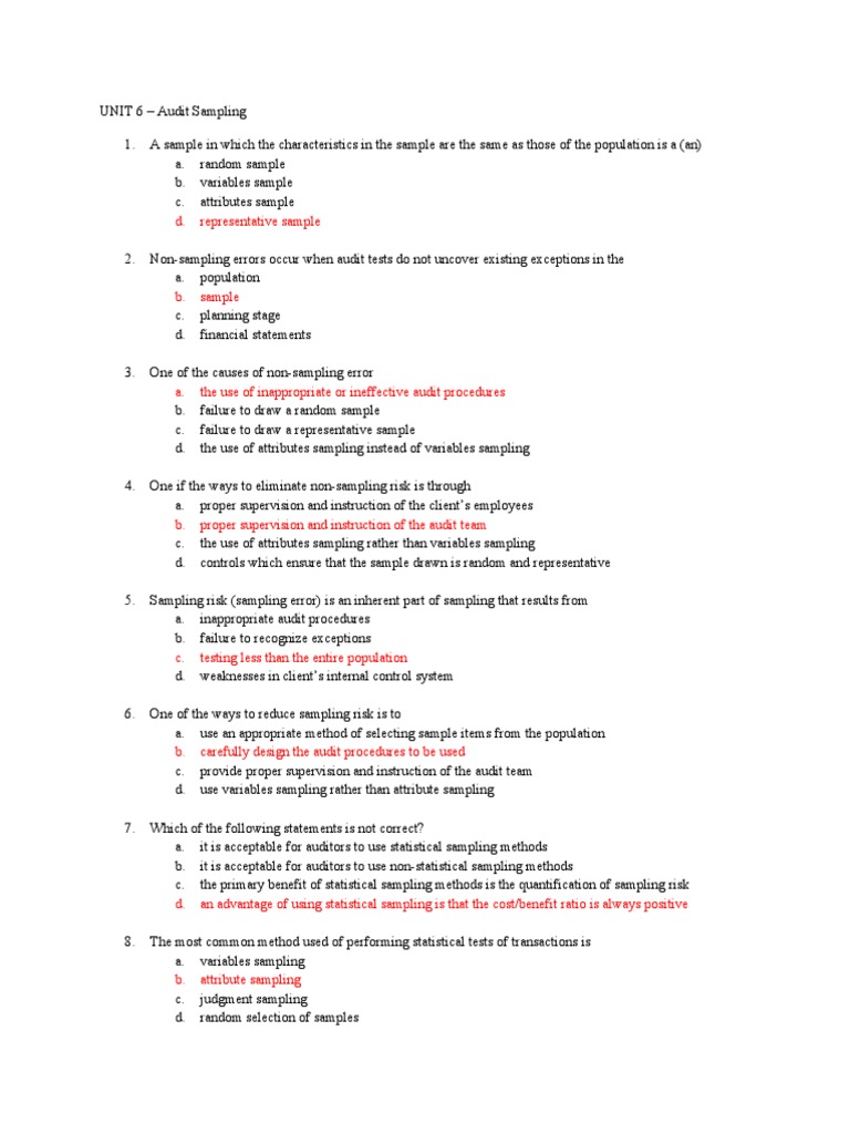 UNIT6-Audit Sampling | PDF | Sampling (Statistics) | Statistics
