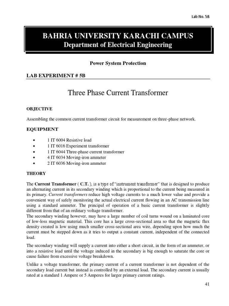 LAB 5B Three Phase Current Transformer | PDF | Transformer | Alternating Current