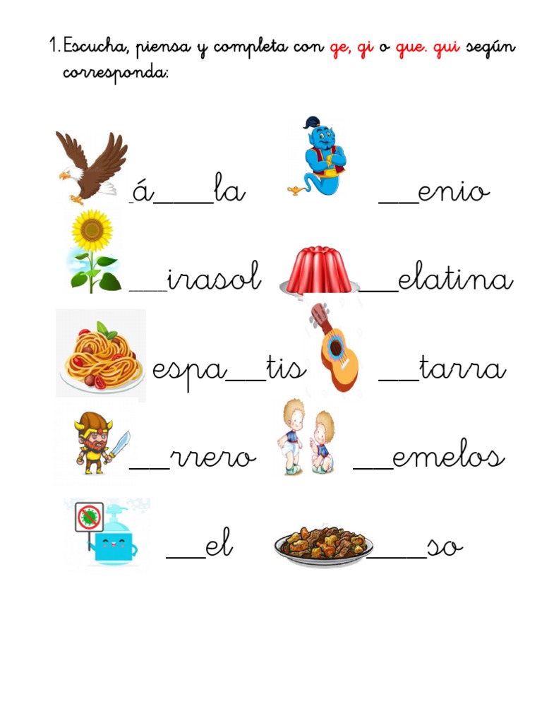 Practica Sobre Sílabas Ge Gi | PDF