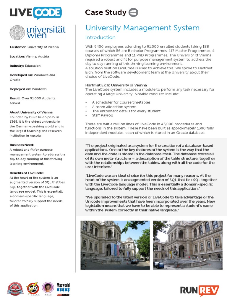 Vienna University Livecode Case Study | PDF | Databases | Application Software