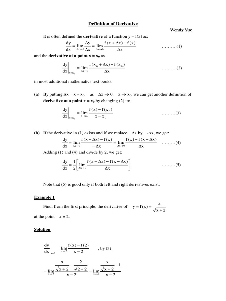 Derivatives Using First Principles | PDF | Functions And Mappings ...