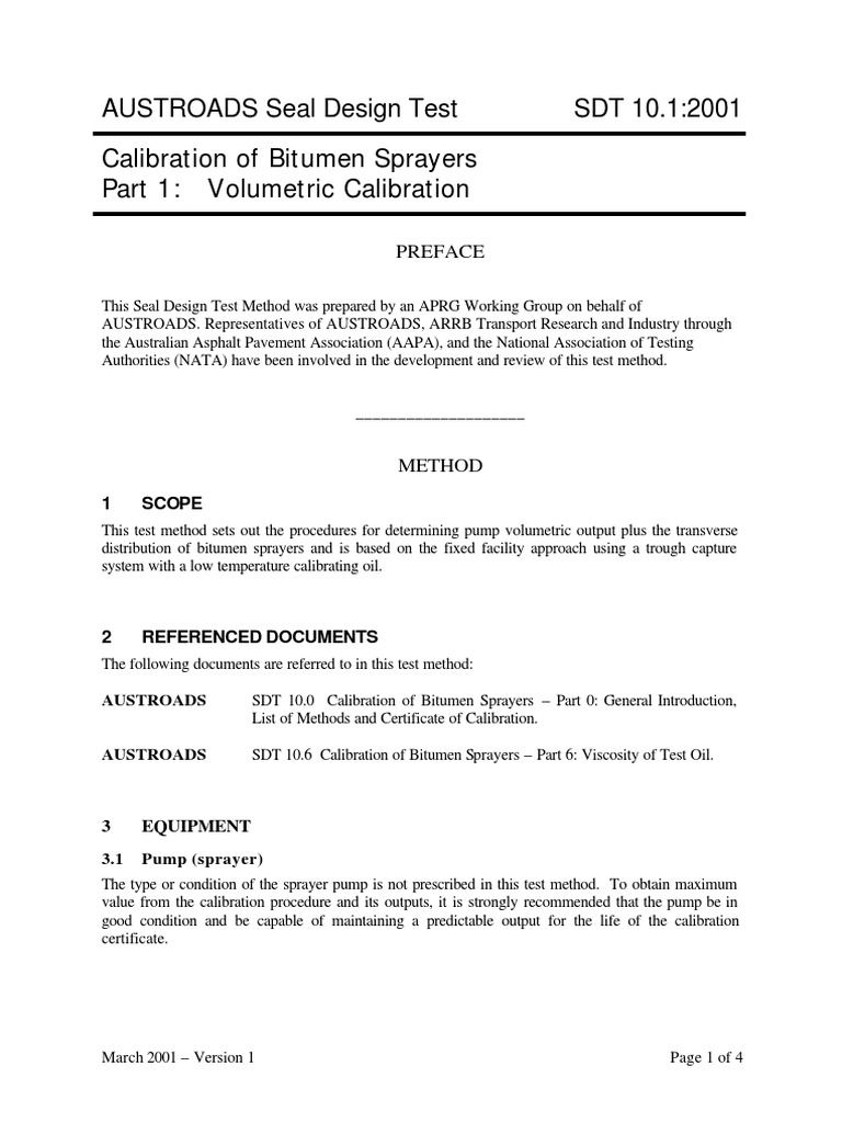 Calibration of Bitumen Sprayers Part 1: Volumetric Calibration | PDF ...