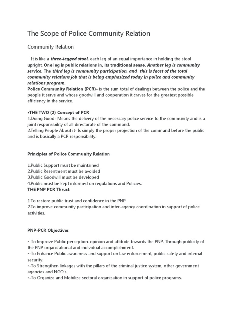 The Scope of Police Community Relation | PDF | Police | Community