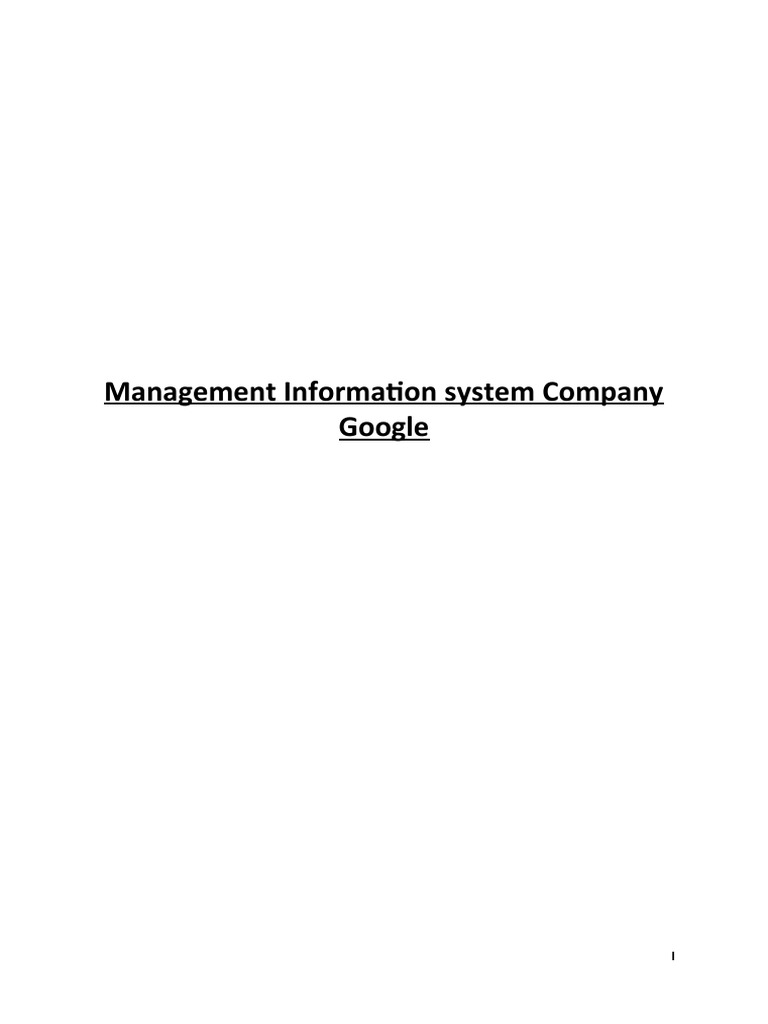 Management Information System Company Google | PDF | Customer ...