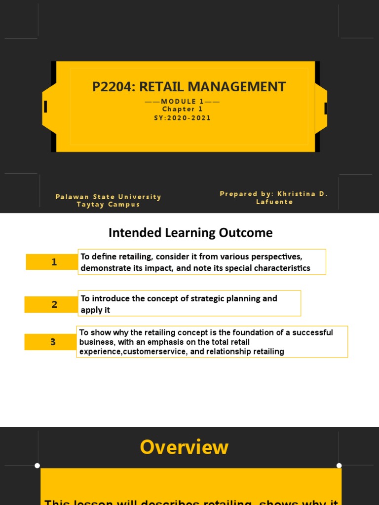 Retail Management Module 1 Chapter 1 | PDF | Retail | Strategic Management