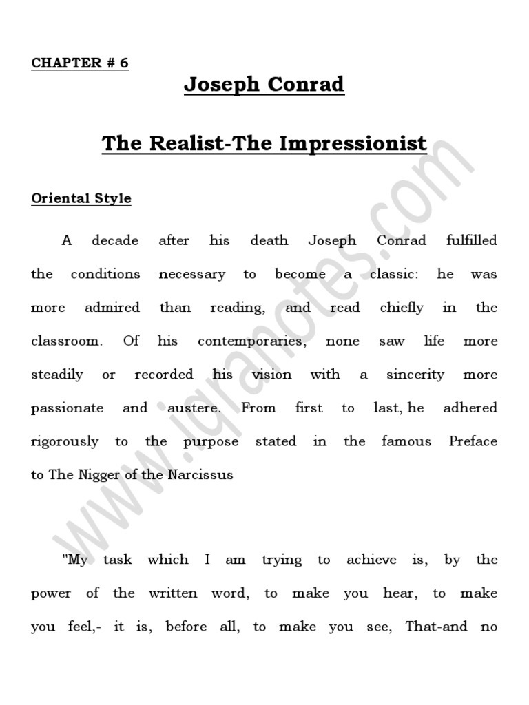 Joseph Conrad The Realist-The Impressionist: Chapter # 6 | PDF | Joseph ...