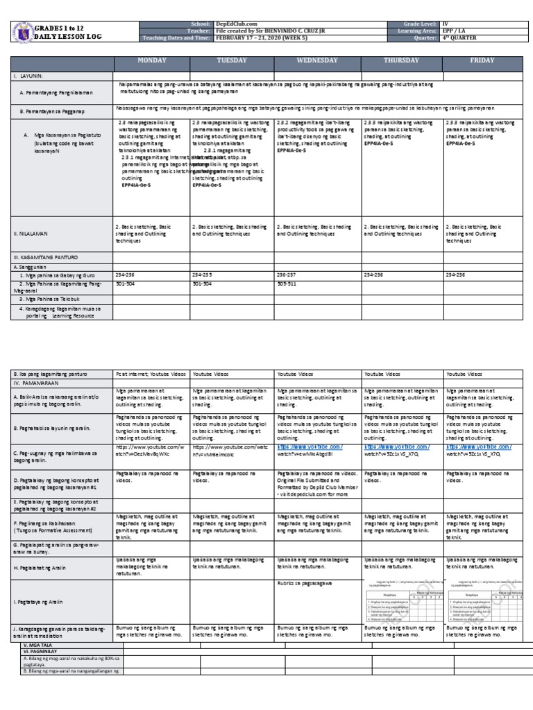 DLL - Epp 4 - Q4 - W5 | PDF