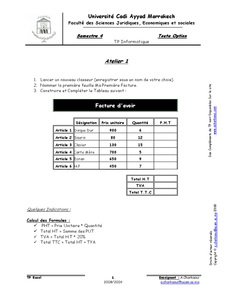 Fonction Min Max Moyenne tp1 PDF | PDF | Taxe sur la valeur ajoutée | Microsoft Excel