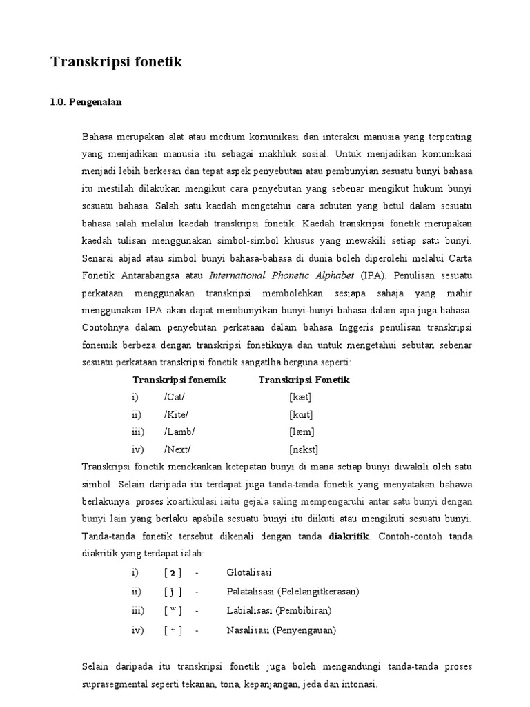 Transkripsi Fonetik | PDF