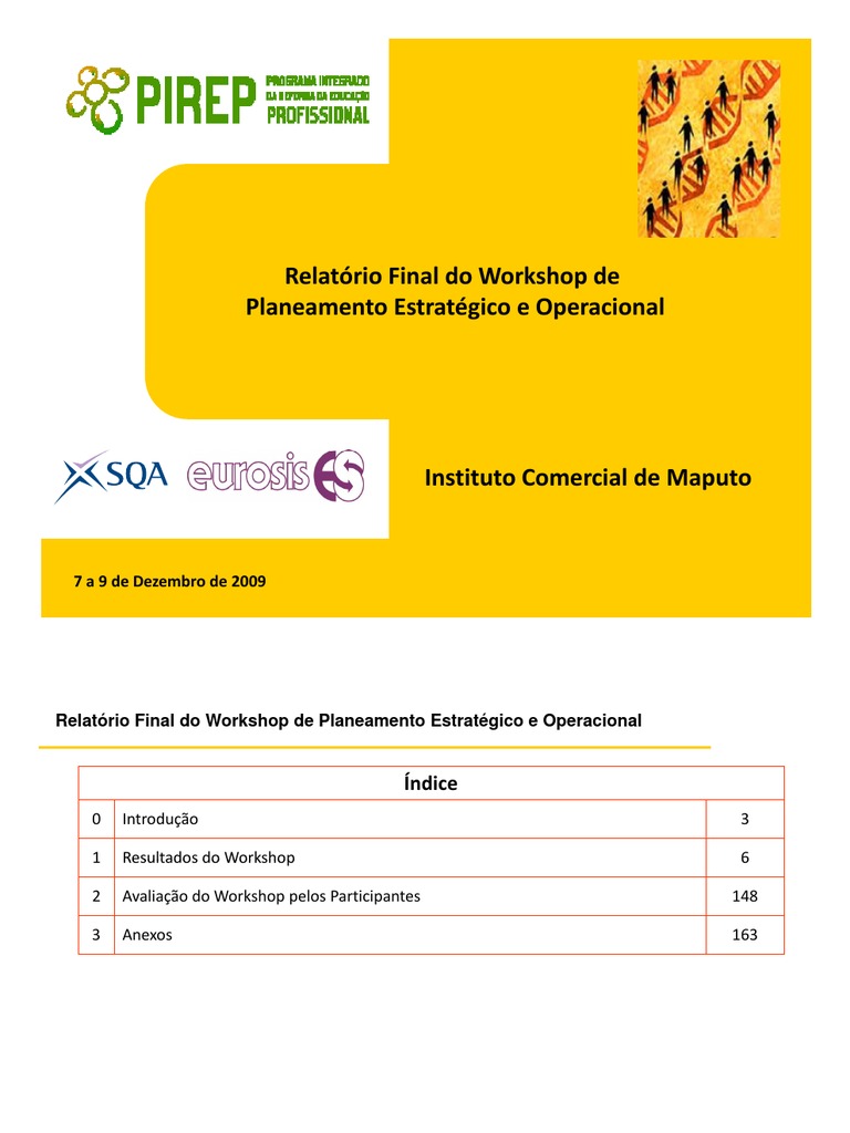 ICM - Relatorio de Workshop de Planeamento | PDF | Desenvolvimento profissional | Planejamento ...