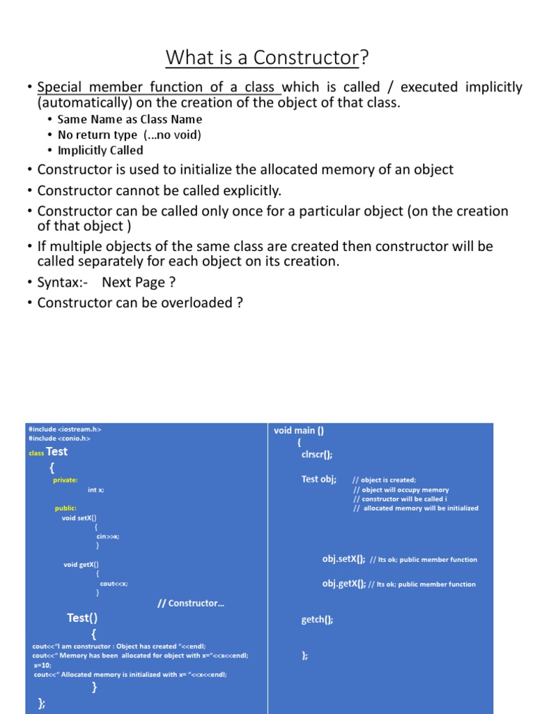 Constructors Initialization And Memory Allocation For Objects Pdf Constructor Object