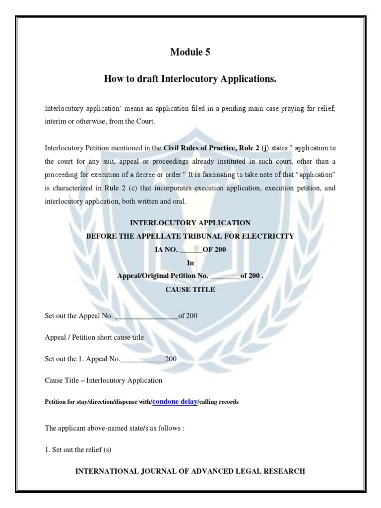 Interlocutory Application Before The Appellate Tribunal For Electricity ...