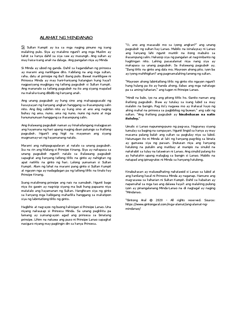 Alamat NG Mindanao | PDF